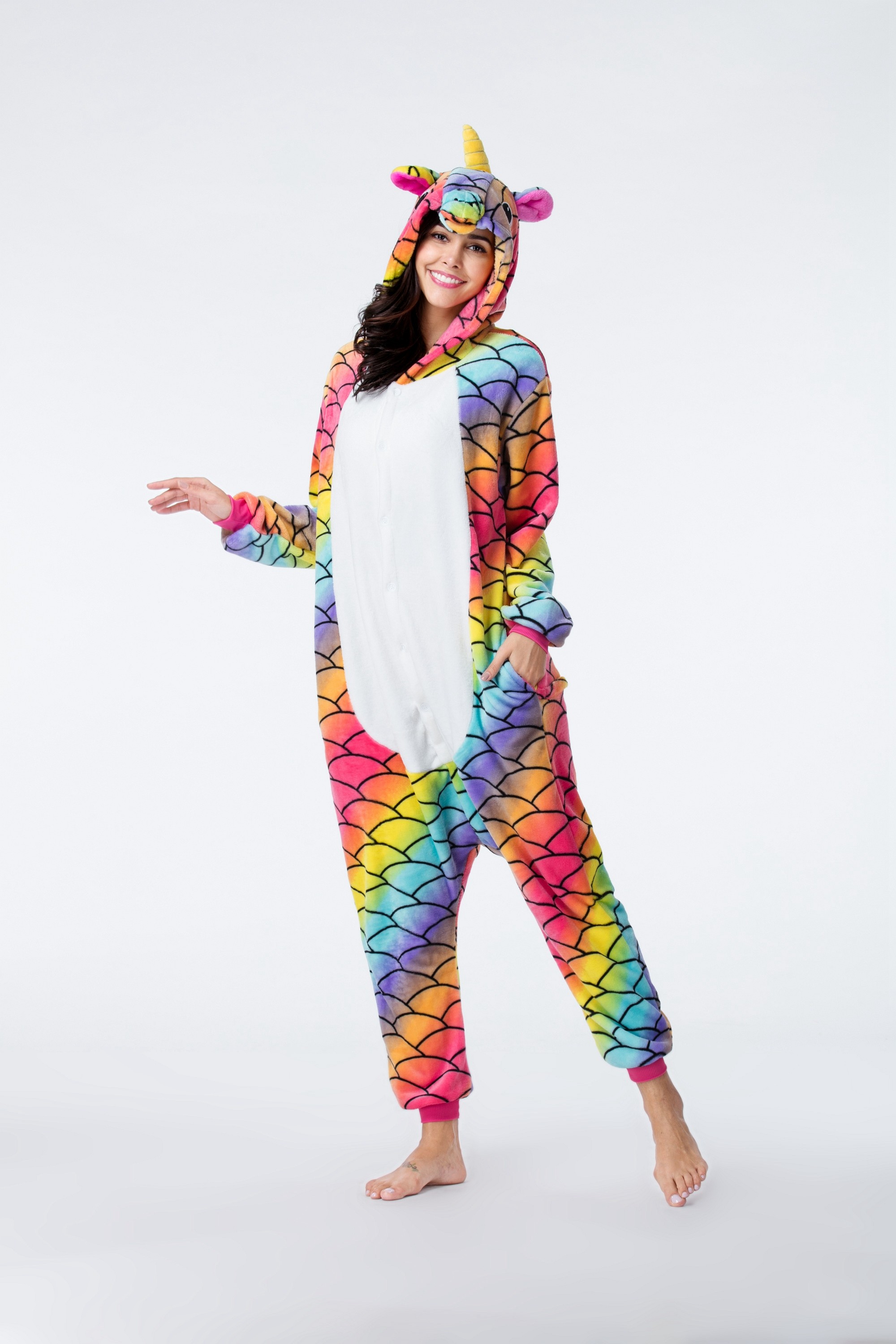 Scale Unicorn Onesie Pajama Animal Kigurumi Costume For Adult