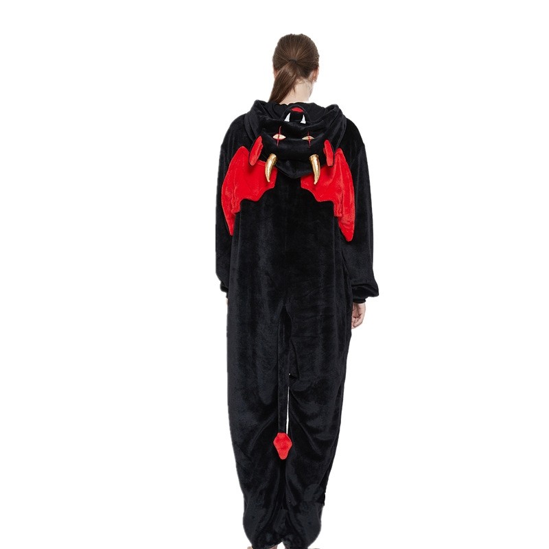 Black Devil Kigurumi Onesie Cartoon Pajama Costume For Adult