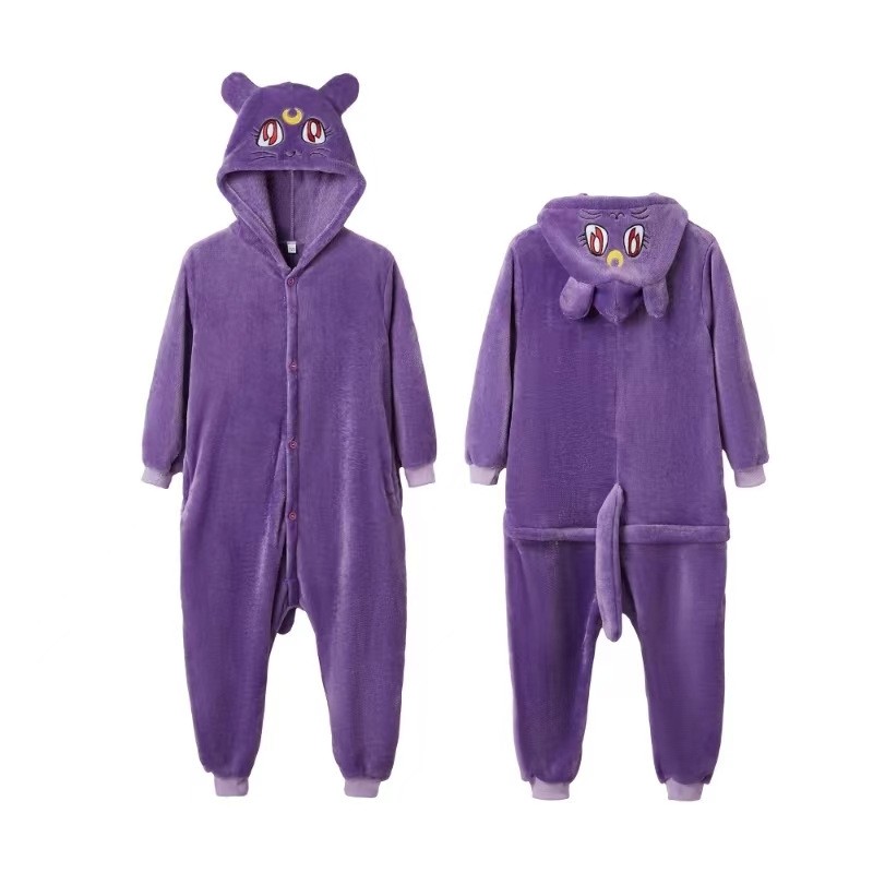 Bee & Tom Cat Purple Cat Patrick Star Onesie Kigurumi with Zipper For ...