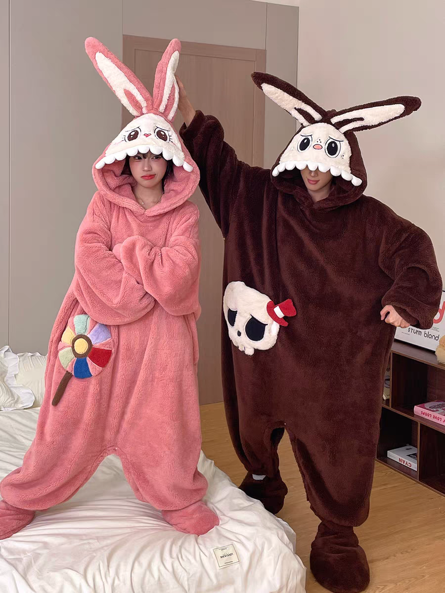 New Style Labubu Winter Plush Onesies For Couples Matching Halloween ...