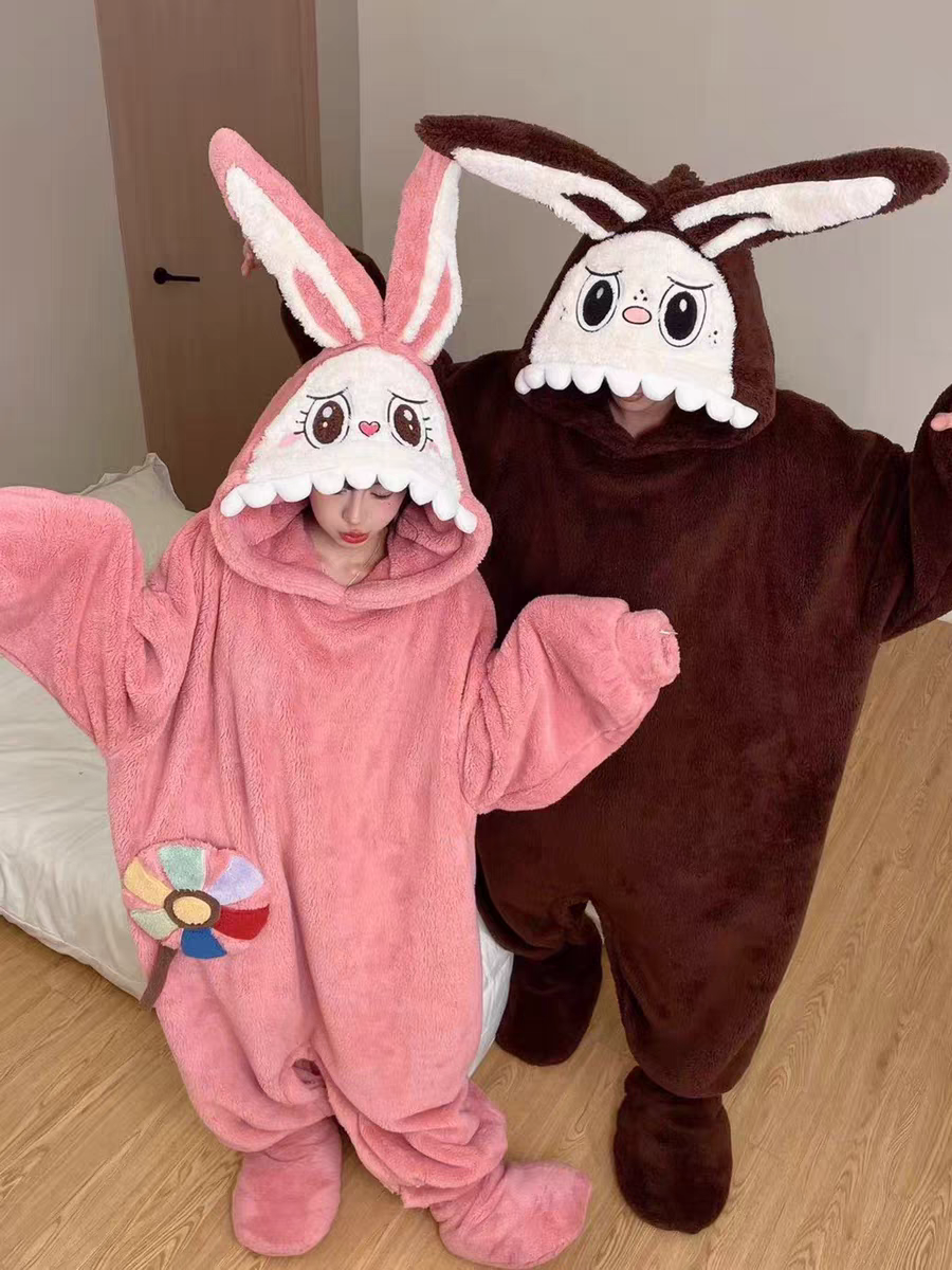 New Style Labubu Winter Plush Onesies For Couples Matching Halloween ...