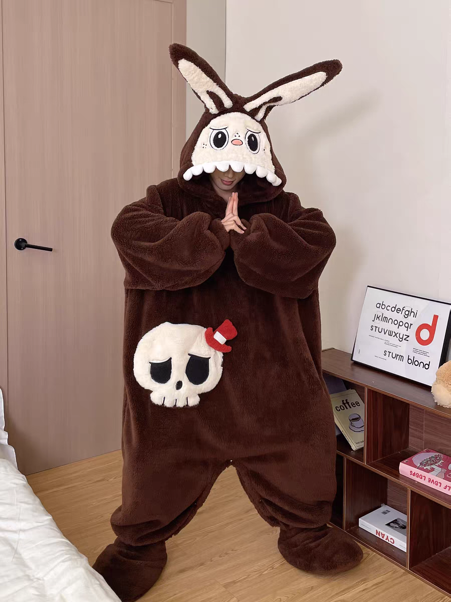 New Style Labubu Winter Plush Onesies For Couples Matching Halloween ...