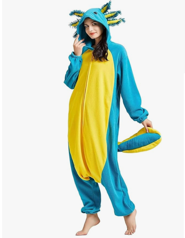 Buy Blue Axolotl Onesie Kigurumi Pajamas For Halloween Adults Costumes