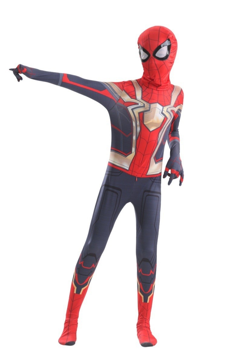 Gold Iron Spider Man Bodysuit For Kids Halloween Cosplay Costume