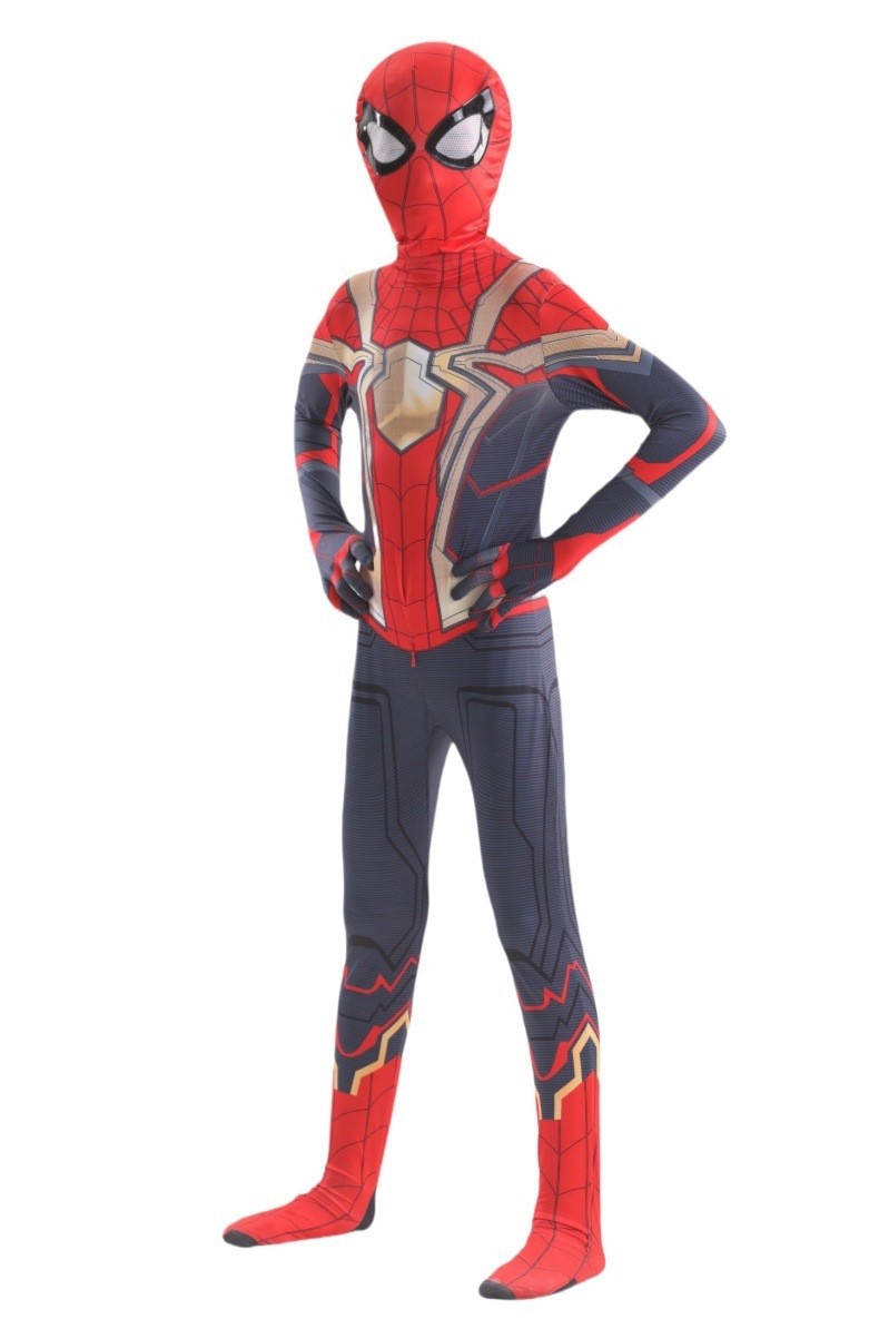 Gold Iron Spider Man Bodysuit For Kids Halloween Cosplay Costume