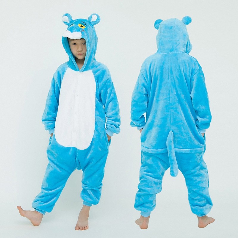 Blue Snow Leopard Onesies Kigurumi For Kids Halloween Animal Costumes