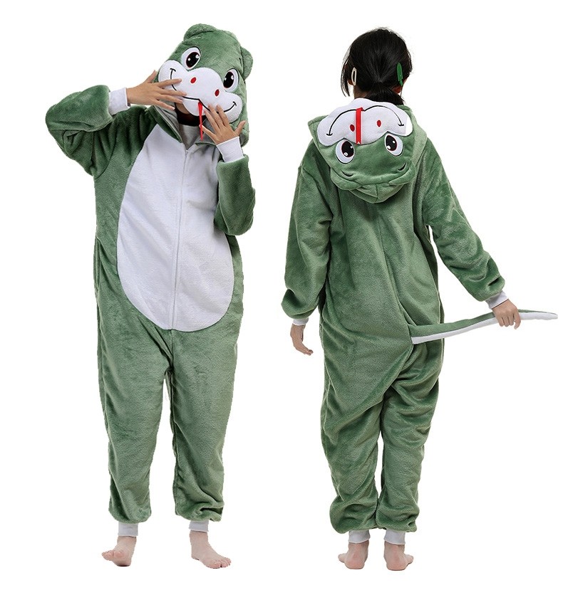 Buy Green Snake Onesies Kigurumi For Halloween Kids Animal Pajamas in ...