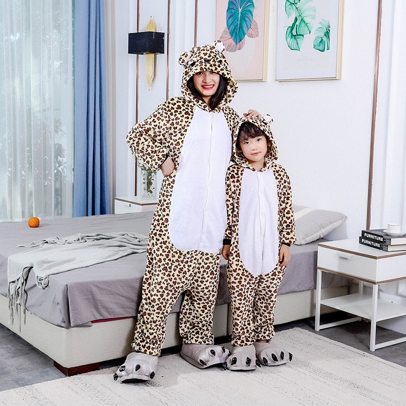 Leopard Print Bear Onesie Pajamas Family Matching Kigurumi For ...