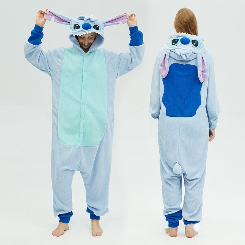 New Light Blue Stitch Onesies Kigurumi For Adults Halloween Cartoon ...