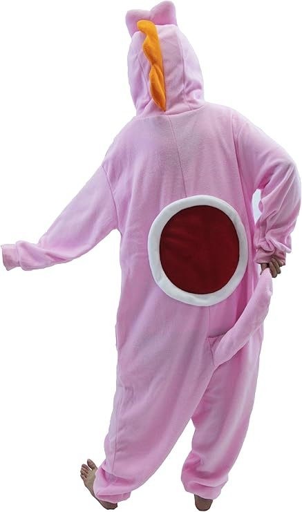 New Zip-up Pink Yoshi Onesie Kigurumi Cartoon Super Mario Costume For Adult