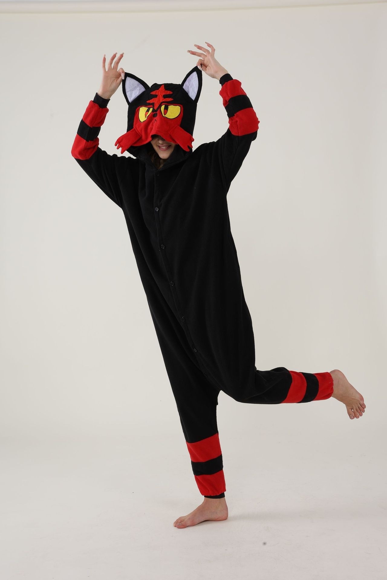 Buy Pokemon Litten Pajama Onesie For Adults Halloween Cartoon Costume ...