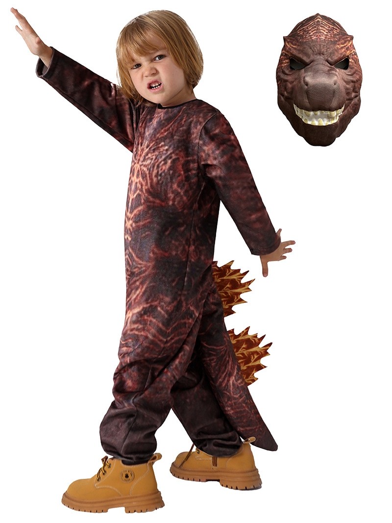 Kids Fire Godzilla Cosplay Onesie Kugurumi Halloween & Coustume With Mask