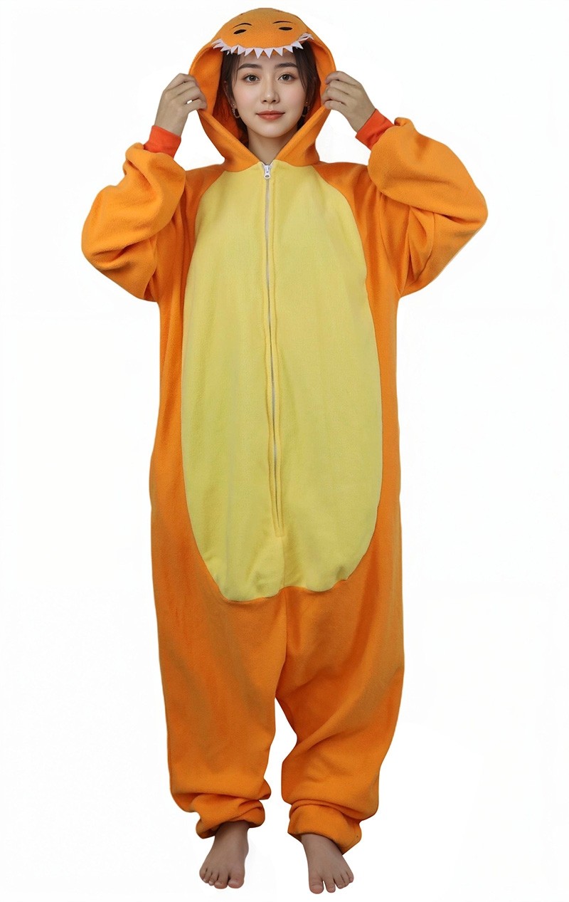 Buy Orange Multi-Colored Dinosaur Onesies Kigurumi For Halloween Adults ...
