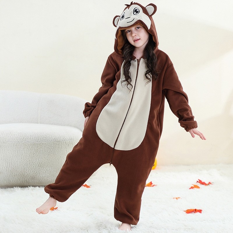 Buy Cartoon Animal Parent-Child Brown Monkey Onesie Kigurumi Pajamas ...