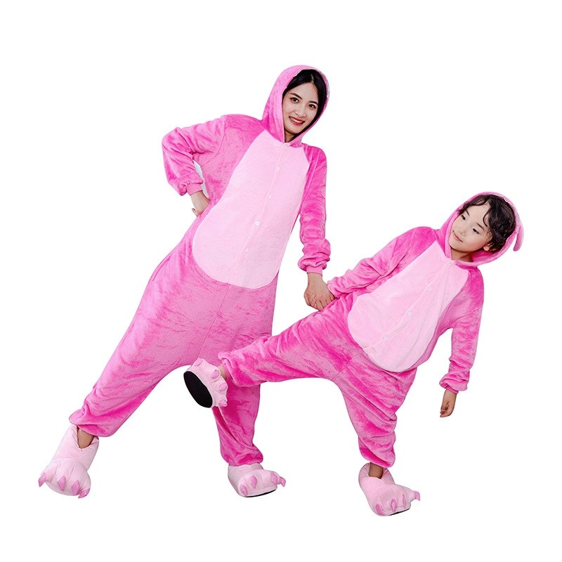 Pink Stitch Kigurumi Onesies For Family Matching Halloween Cartoon Costumes