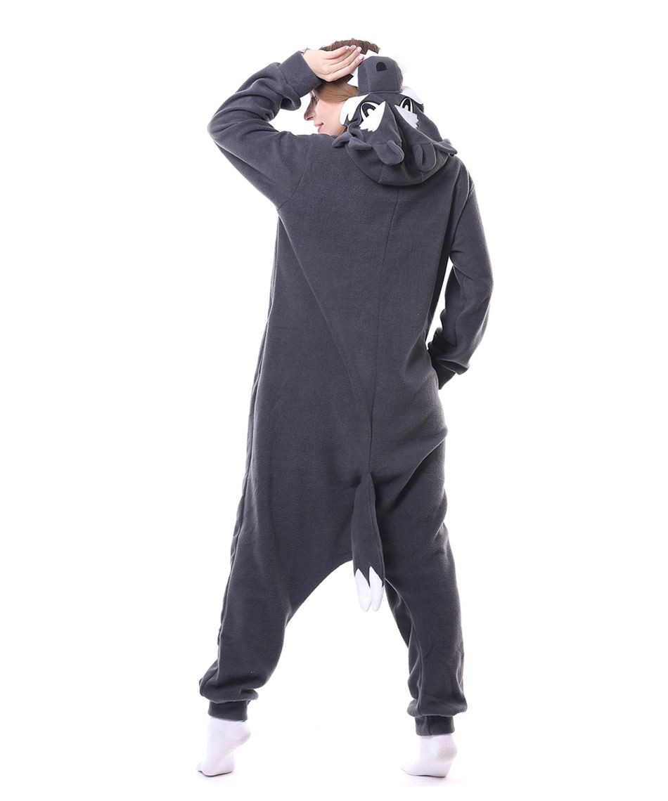 Grey Wolf Onesie Pajama Kigurumi For Adult