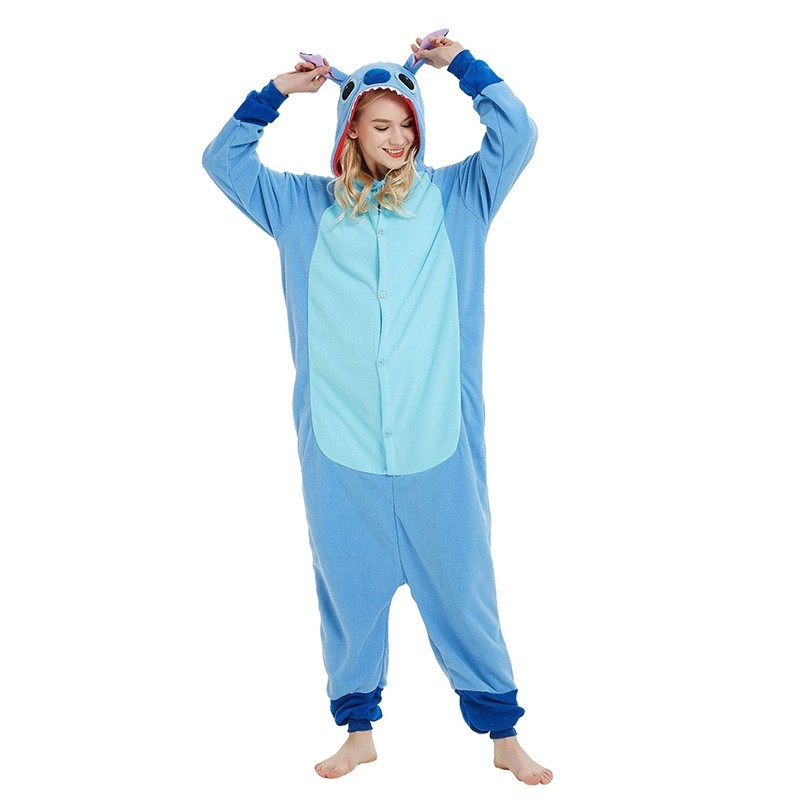 Stitch & Angel Onesie Kigurumi For Halloween Couples Costumes