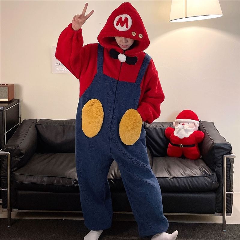 Super Mario Onesie Couples Kigurumi Thicked Pajama For Halloween