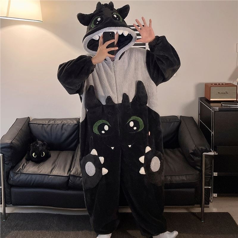 Toothless Dragon Onesie Kigurumi Coral Fleece Pajama For Halloween Costumes