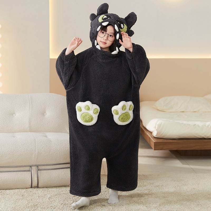 Toothless Onesie Kigurumi Coral Fleece Pajamas For Kids Halloween Costumes