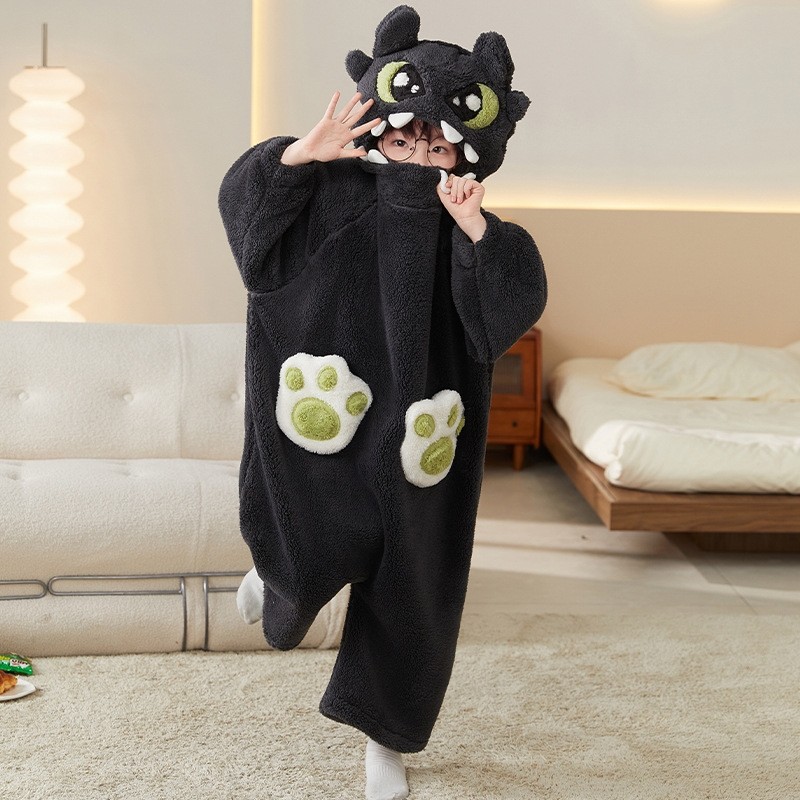 Toothless Onesie Kigurumi Coral Fleece Pajamas For Kids Halloween Costumes
