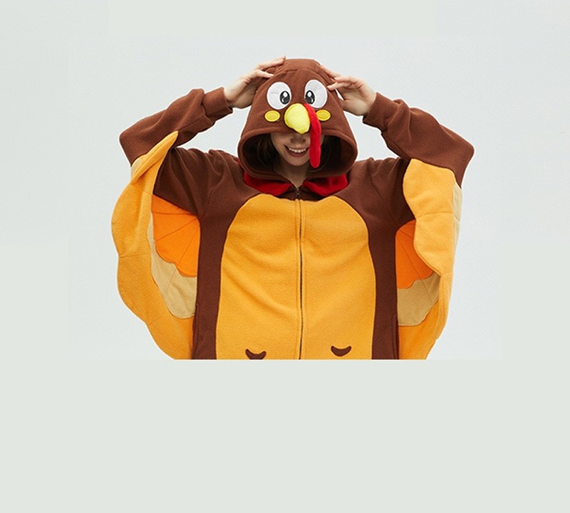 Cartoon Thanksgiving Turkey Onesie Pajama Kigurumi For Adult