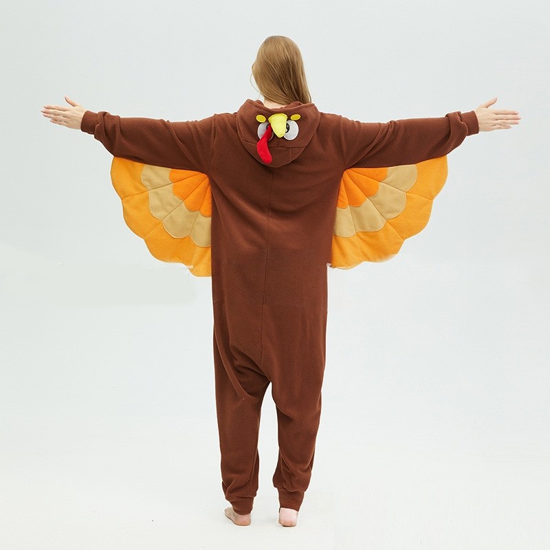 Cartoon Thanksgiving Turkey Onesie Pajama Kigurumi For Adult