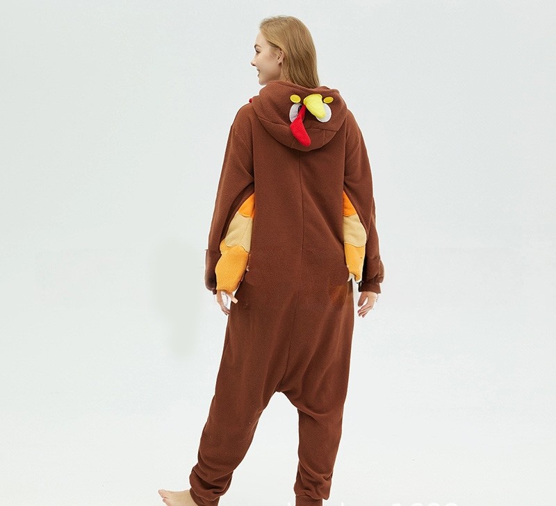 Cartoon Thanksgiving Turkey Onesie Pajama Kigurumi For Adult